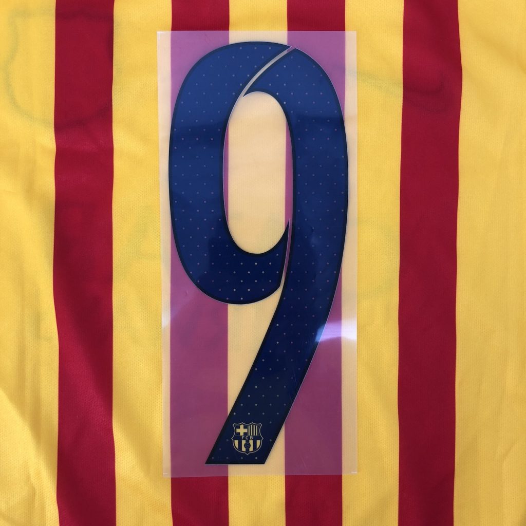 2015-16 Barcelona Player Issue Away Name Set Avery – #9 (Match Number ...