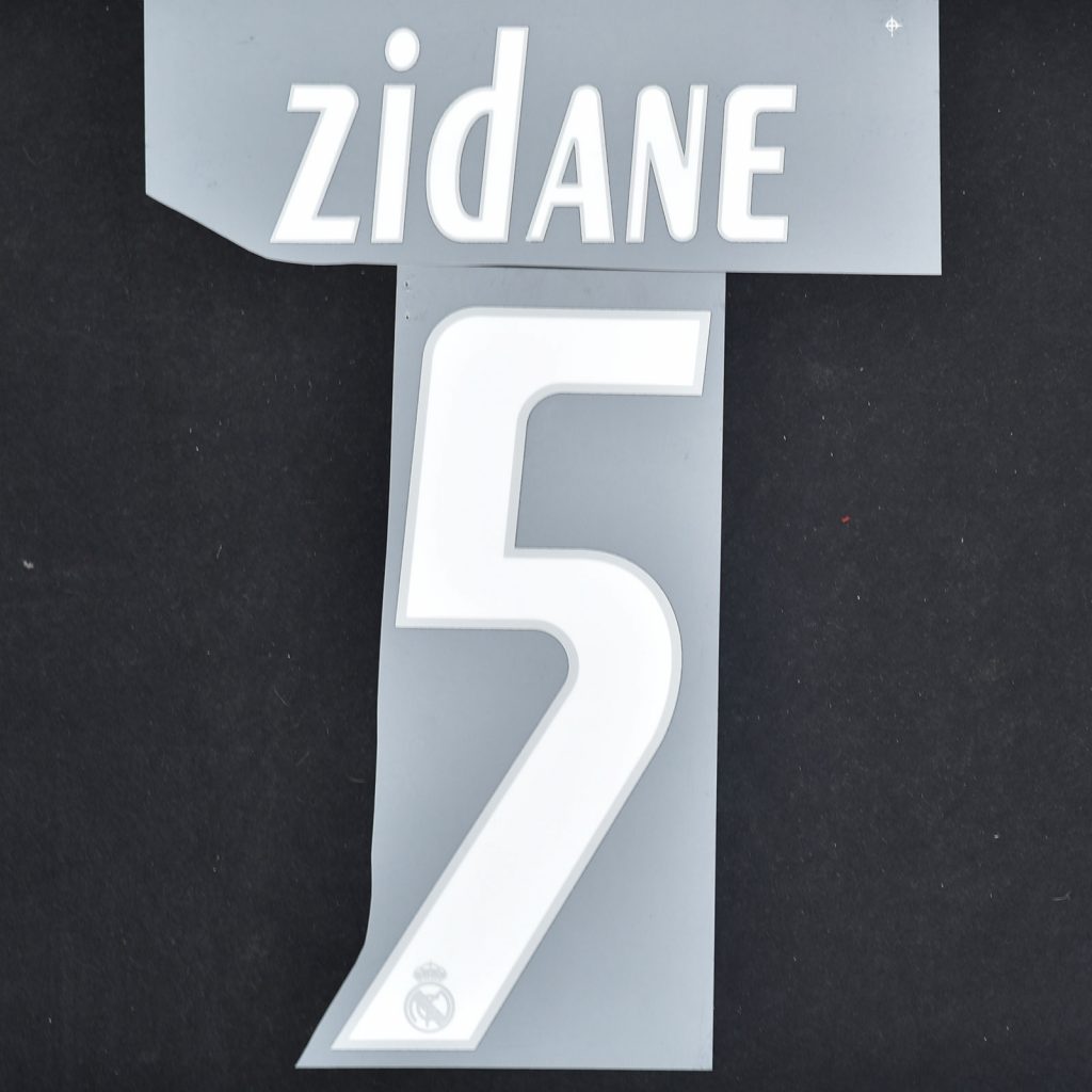 2005-06 Real Madrid Away Name Number Set #5 ZIDANE Repro White ...