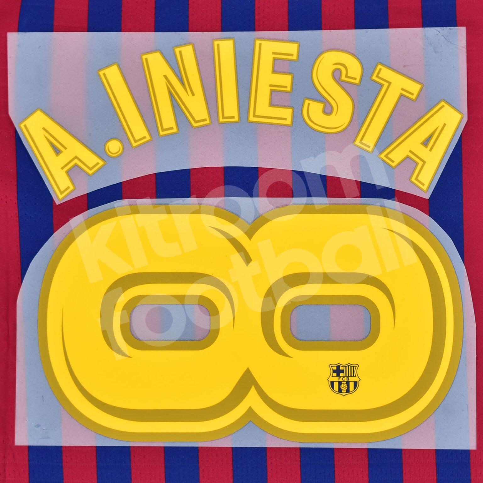 2017-18 Barcelona Home Name Number Set #8 A.INIESTA Repro Tribute ...