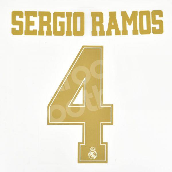 2019-20 Real Madrid Home Name Nuber Set #4 SERGIO RAMOS (Champions ...