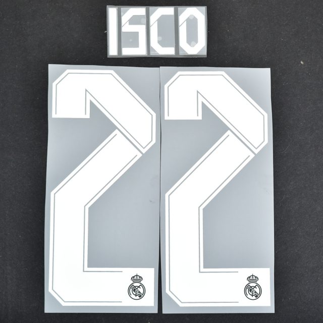 2021-22 Real Madrid Away Name Set #22 ISCO Cup Version Repro White ...