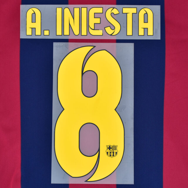 2014-15 Barcelona Home Name Set #8 A. INIESTA Repro – Kitroom Football
