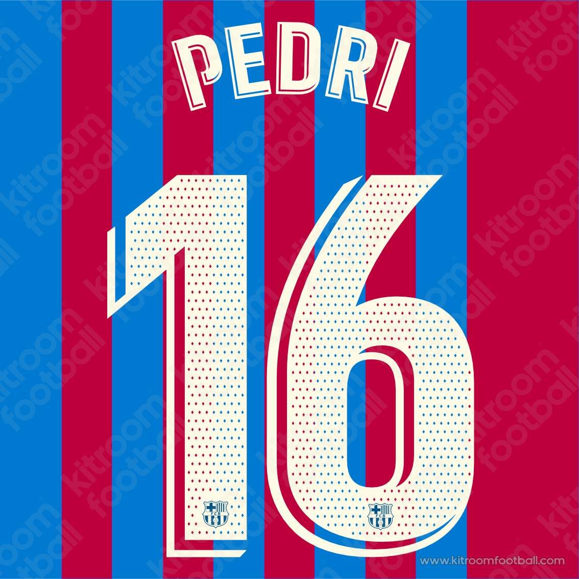 2021-22 Barcelona Home Name Number Set #16 PEDRI La Liga Repro ...