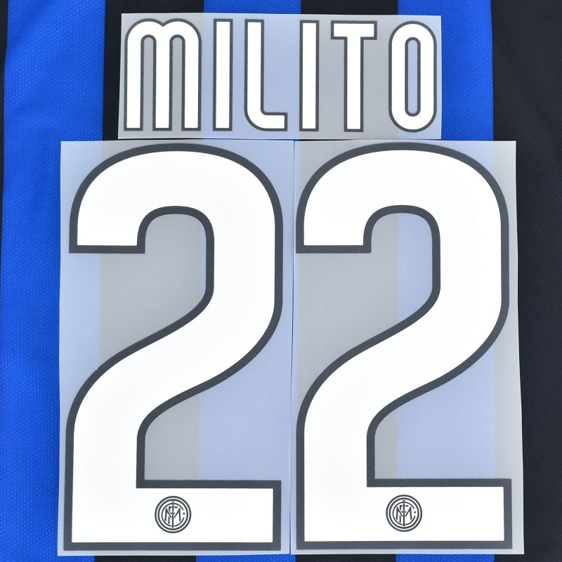 2009-11 Inter Milan Home Name Number Set #22 MILITO Repro – Kitroom ...