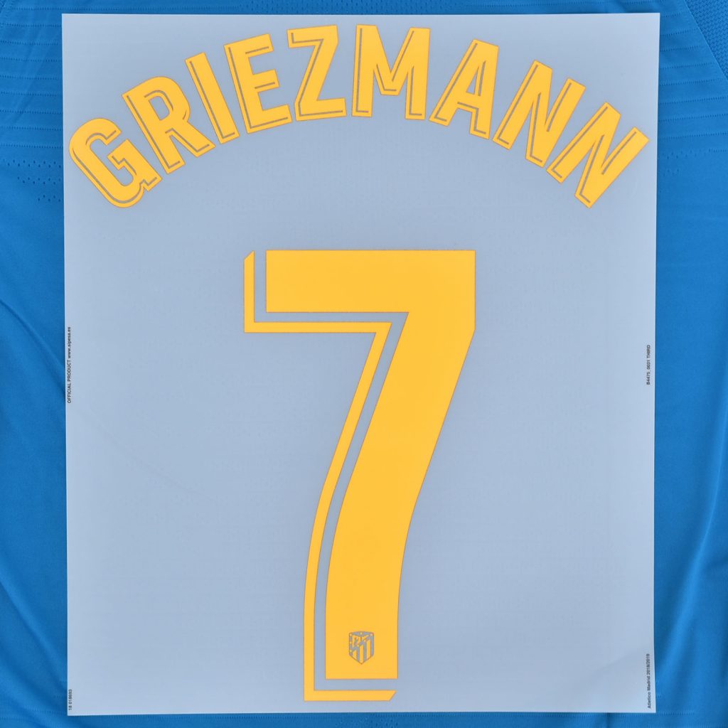 Original Player Issue 2018-19 Atletico Madrid Third Name Number Set #7 ...