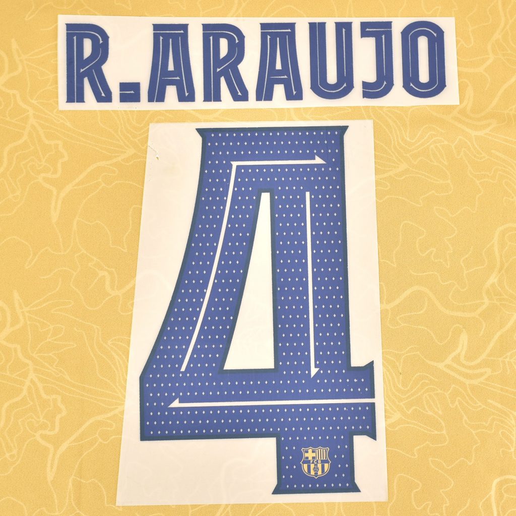 2022-23 Barcelona Away Name Number Set #4 R. ARAUJO Cup Repro – Kitroom ...