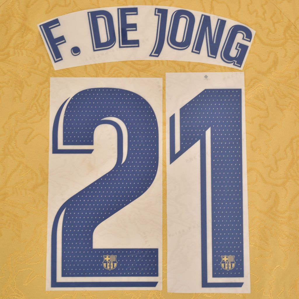 2022-23 Barcelona Away Name Number Set #21 F. DE JONG La Liga Repro ...