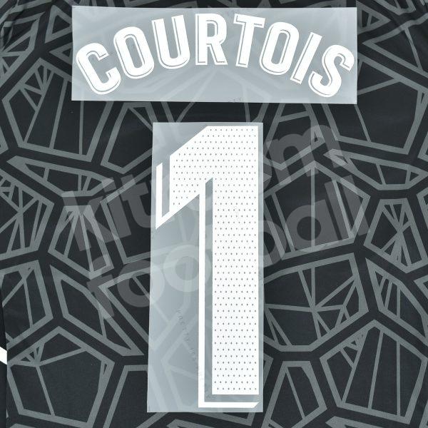 2021-23 Real Madrid La Liga White Name Number Set #1 COURTOIS Repro ...