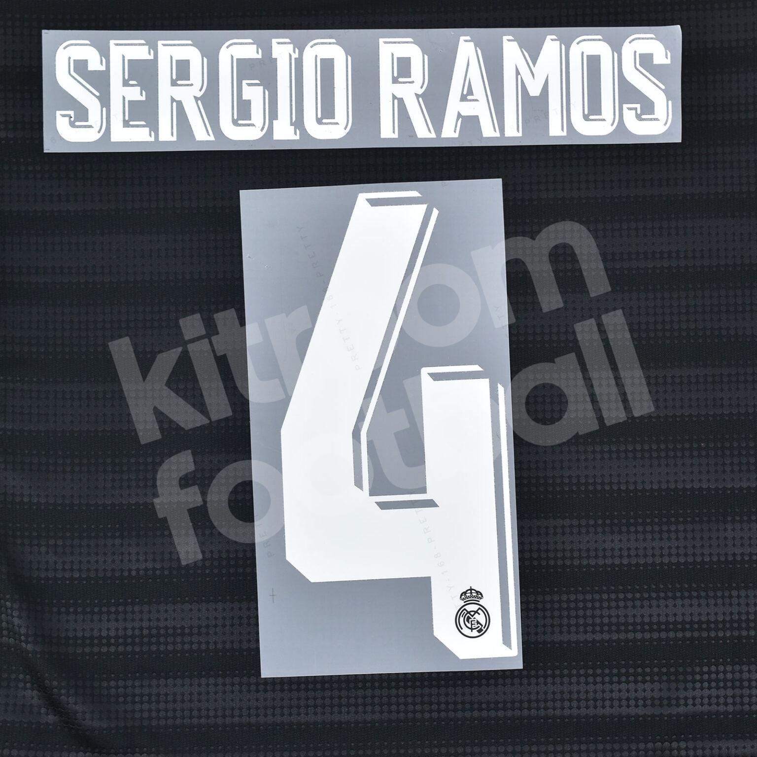 2017-18 Real Madrid Away Name Number Set #4 SERGIO RAMOS UCL Repro ...