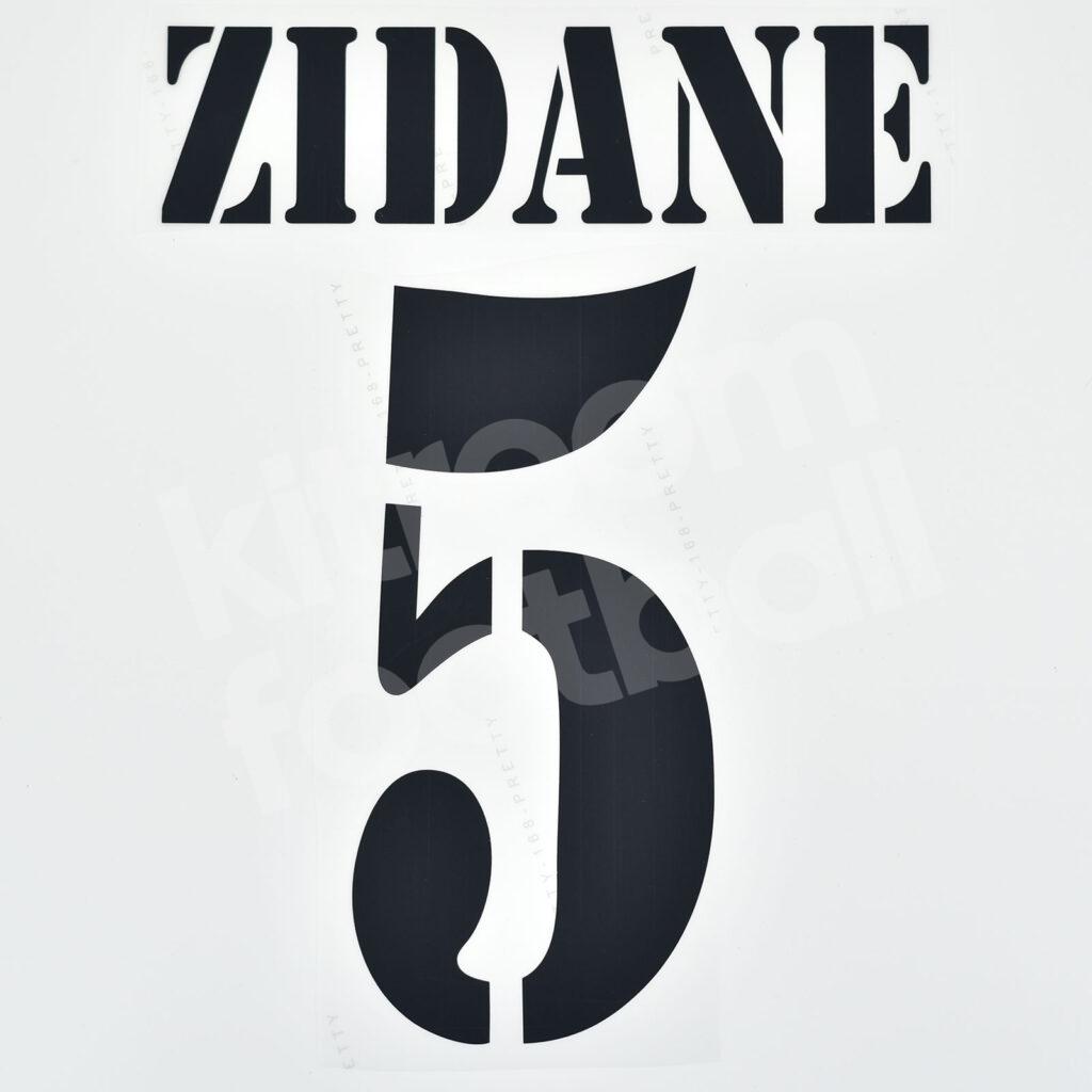 2001-03 Real Madrid Home Name Number Set #5 ZIDANE Black Repro ...