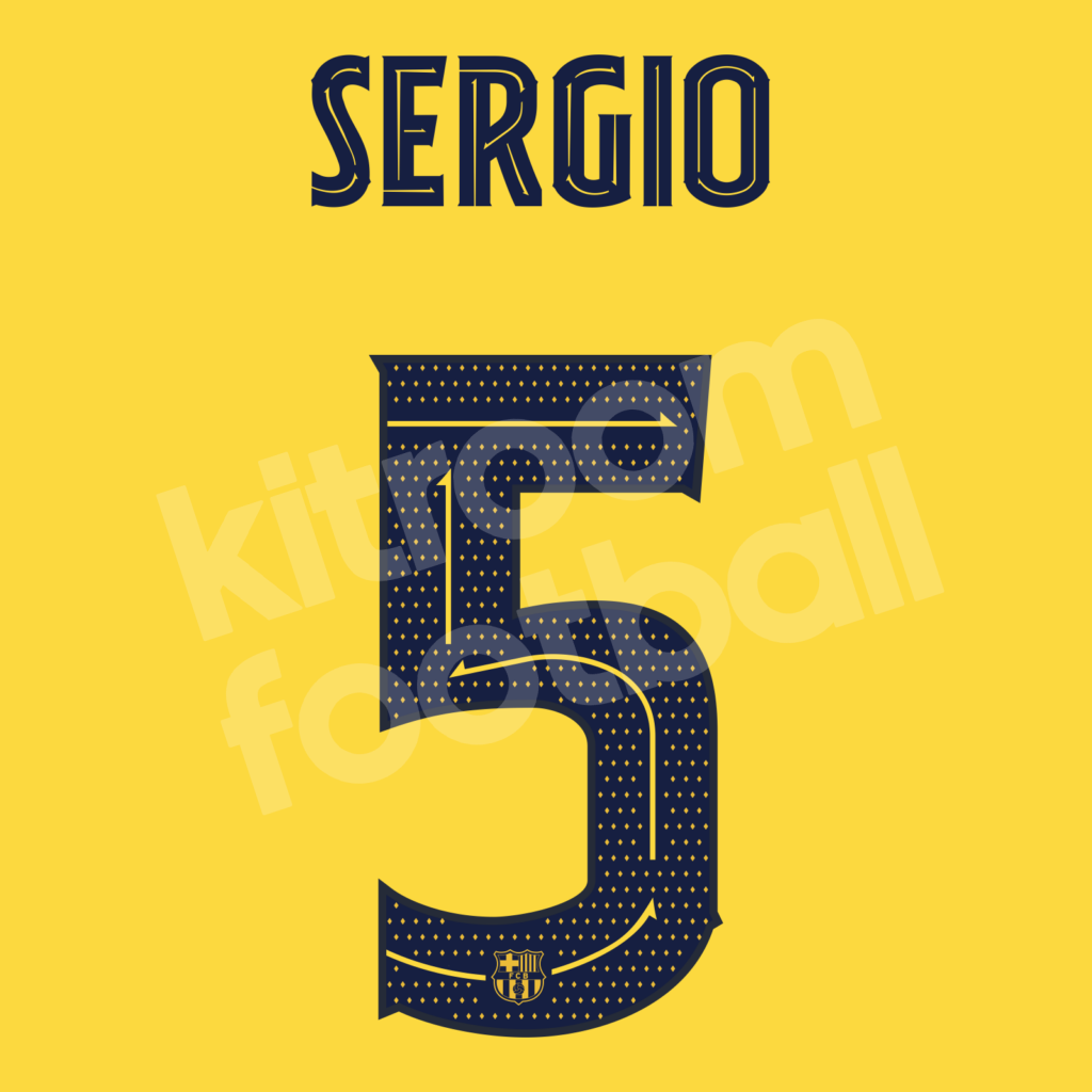 2019-23 Barcelona Third Name Number Set #5 SERGIO Cup Version Repro ...