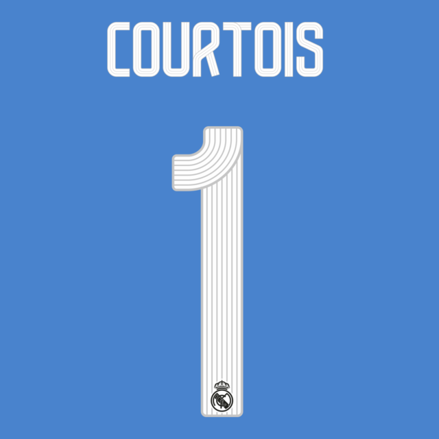 2022-23 Real Madrid GK Name Number Set #1 COURTOIS White Champions ...