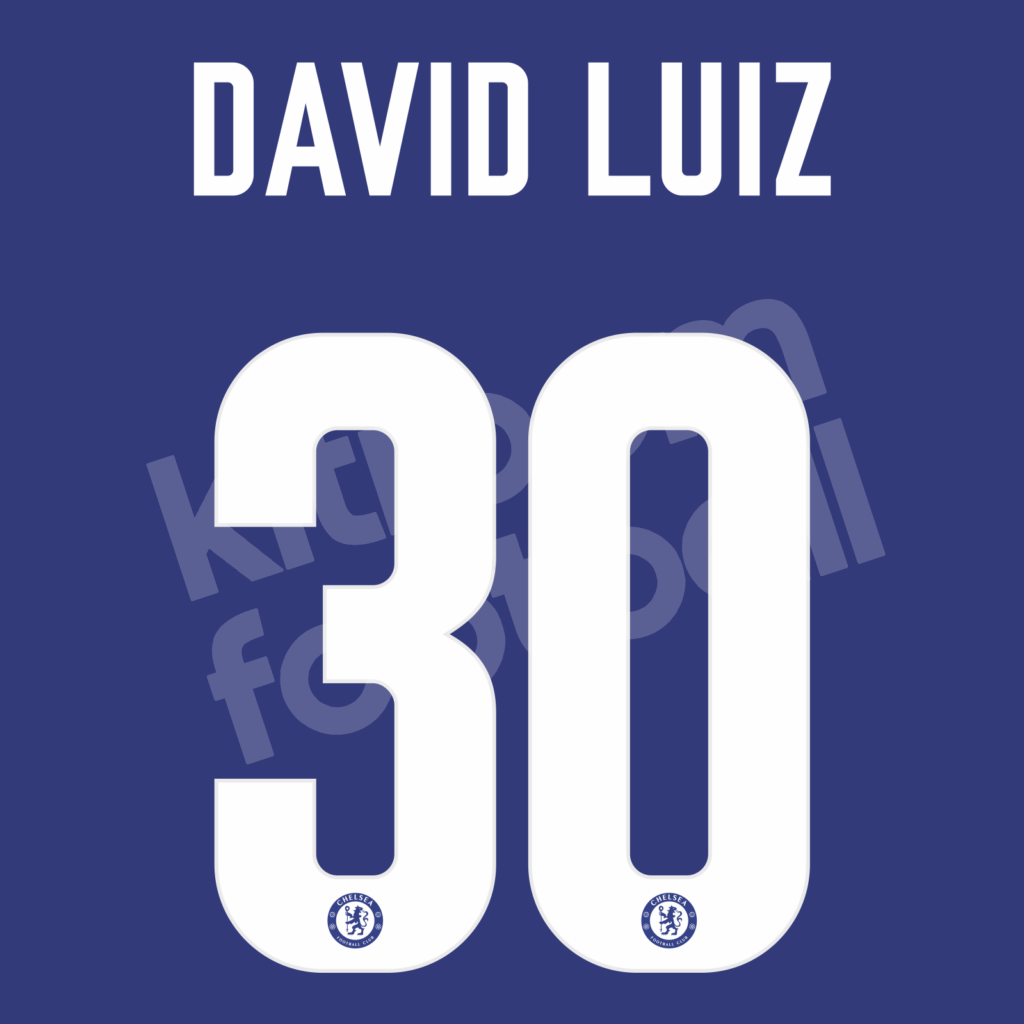 2018-19 Chelsea Home Name Number Set #30 DAVID LUIZ Repro Europa League ...