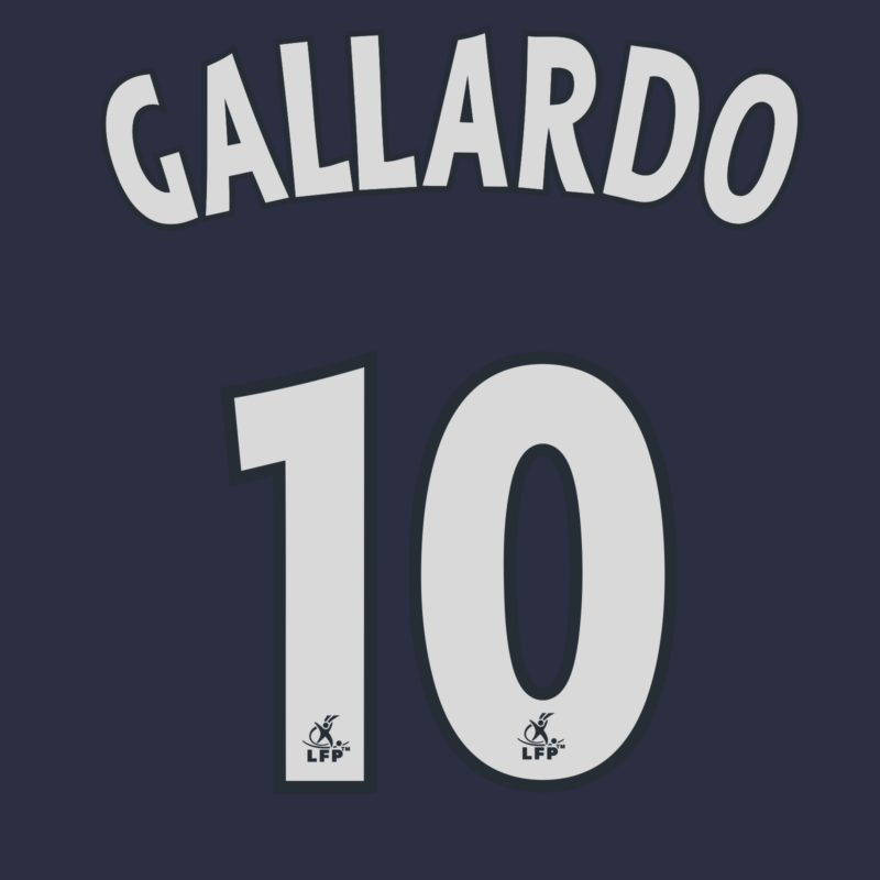 2006-07 PSG Paris Home Name Number Set #10 Marcelo GALLARDO Ligue 1 ...