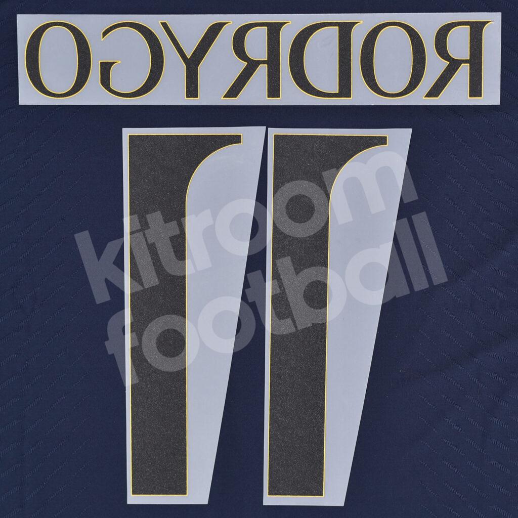 2023-24 Real Madrid Away Name Number Set #11 RODRYGO Champions Repro ...