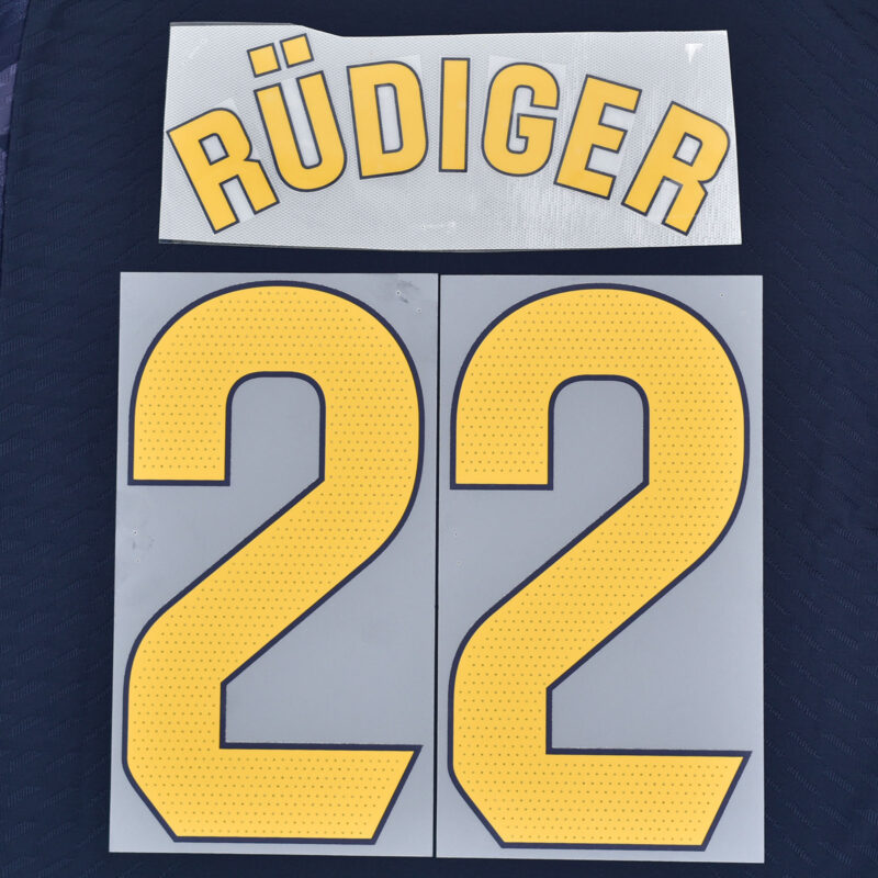 2023-24 Real Madrid Away Name Number Set #22 RUDIGER La Liga Repro ...