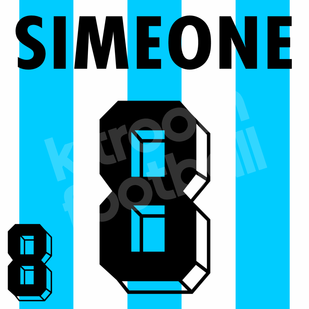 World Cup 1998 Argentina Home Name Set Number #8 SIMEONE Flock Repro ...
