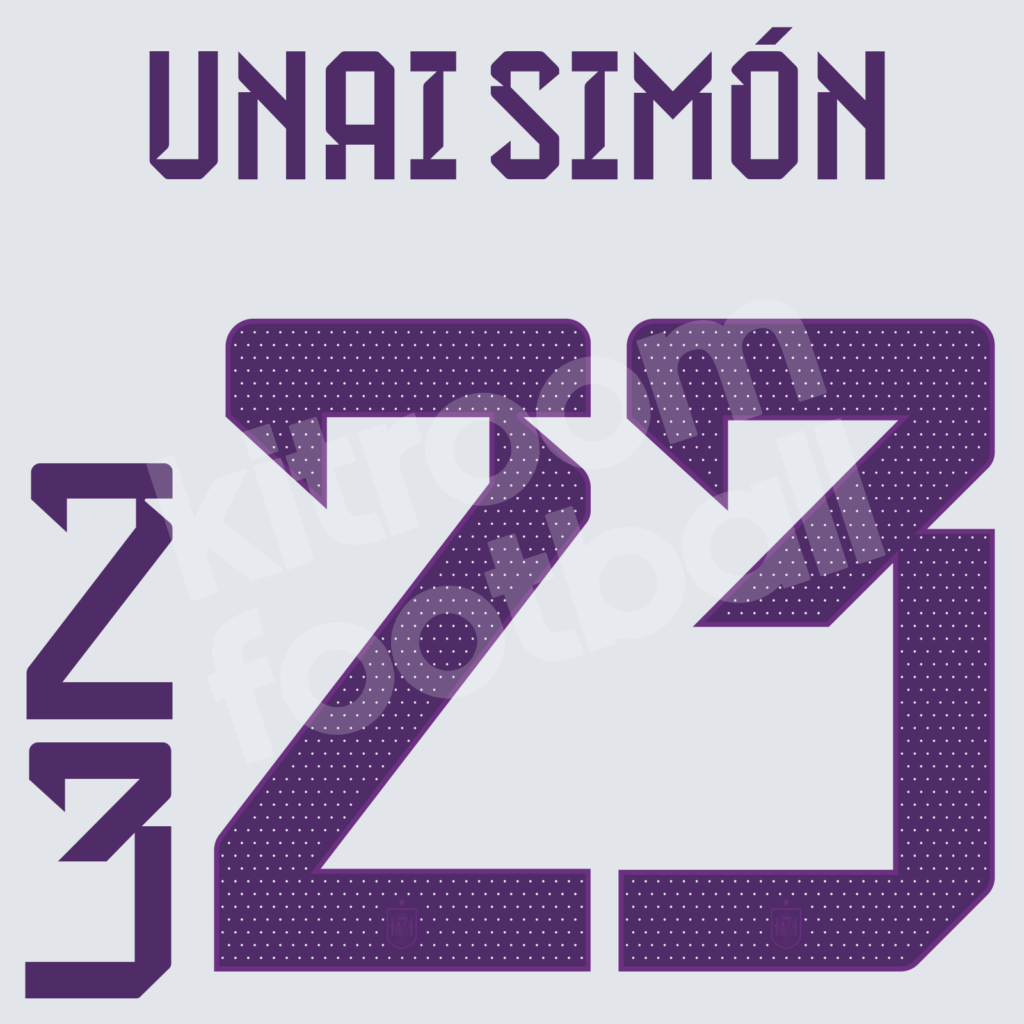 2022-23 Spain Goalkeeper Name Number Set #23 UNAI SIMON Violet Repro ...