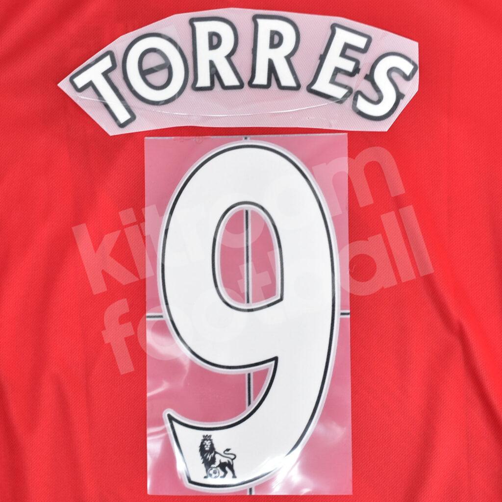 2007-11 Liverpool Home Name Number Set #9 Fernando TORRES Premier ...