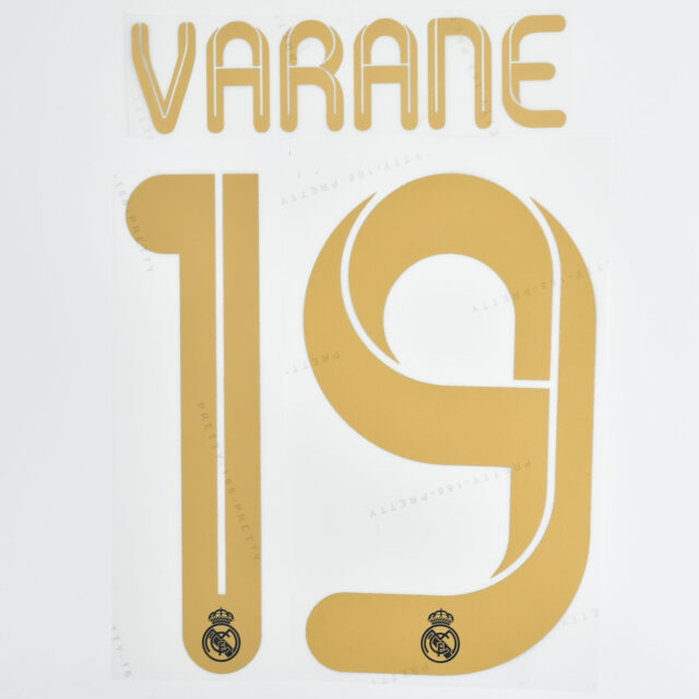 2011-12 Real Madrid Home Name Number Set #19 VARANE Raphael Repro ...