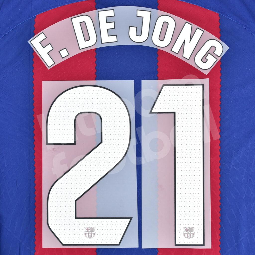 2023-24 Fc Barcelona Home Name Number Set #21 Frankie DE JONG La Liga ...