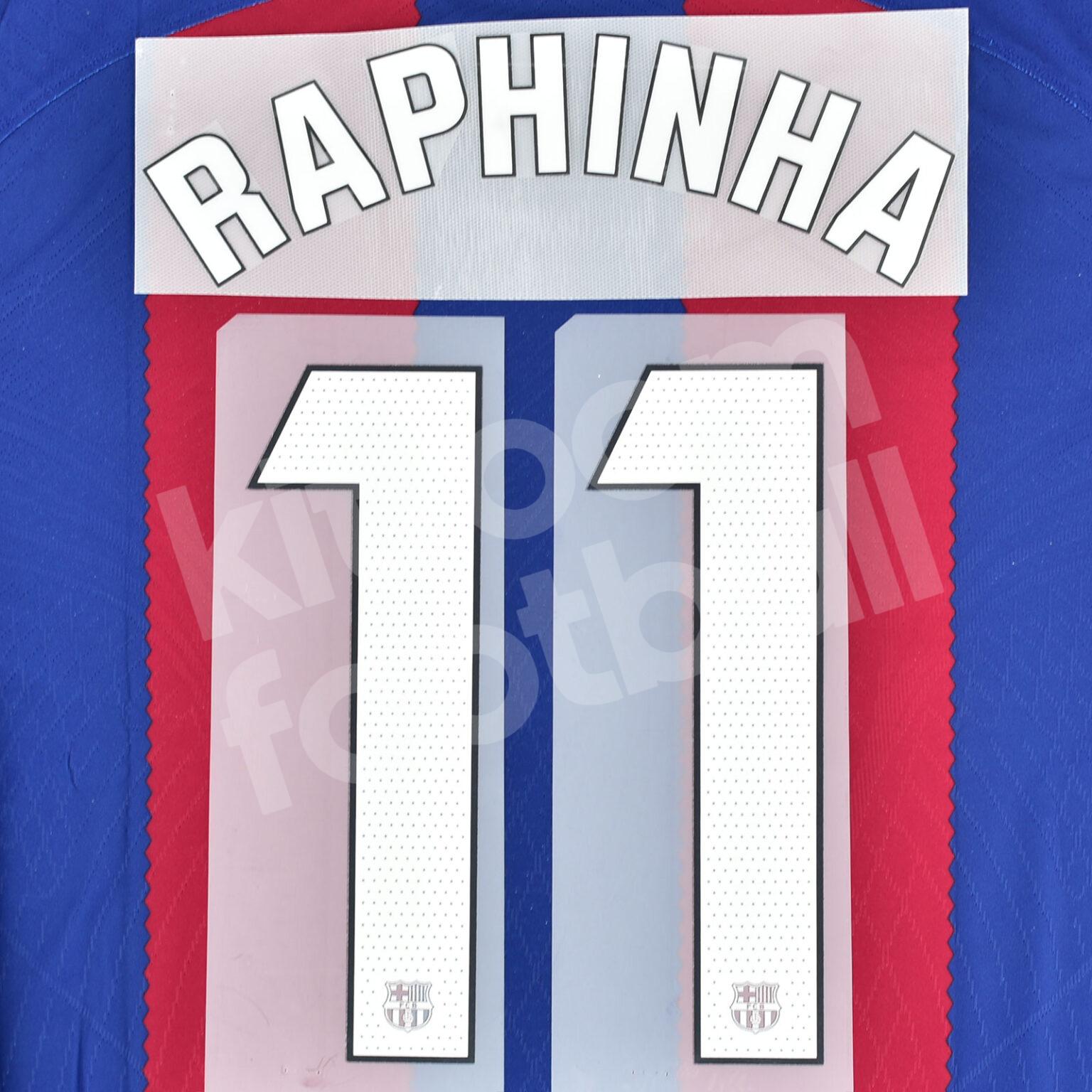 2023-24 Fc Barcelona Home Name Number Set #11 RAPHINHA La Liga Repro ...