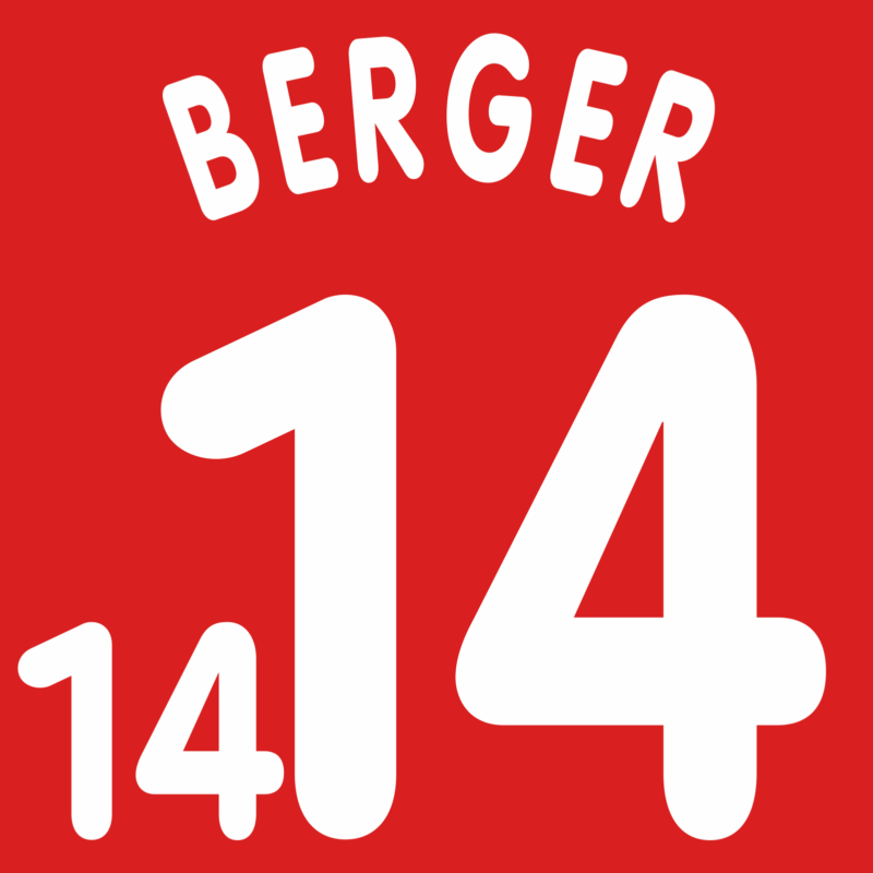 EURO 1996 Czech Republic Home Name Set Number #14 BERGER Flock Repro ...