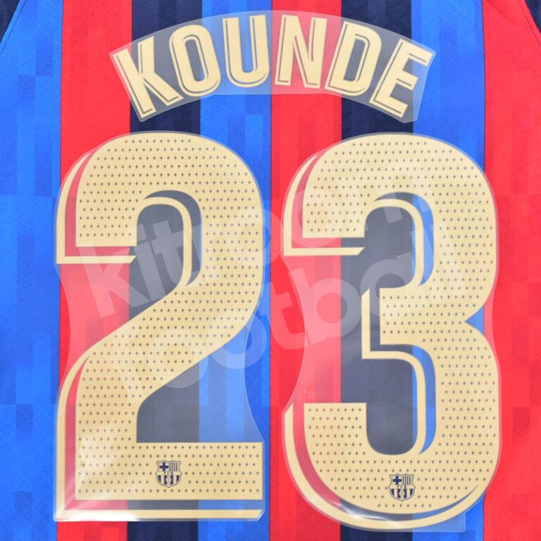 Original Player Issue 2022-23 Barcelona Home Name Number Set #23 KOUNDE ...