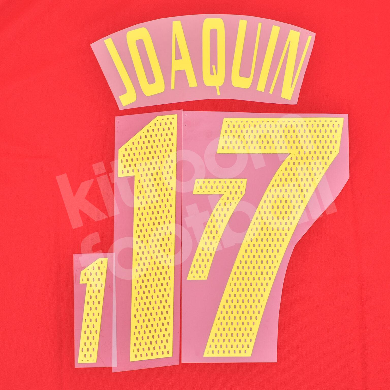UEFA EURO 2004 Spain Home Name Number Set #17 JOAQUIN Repro – Kitroom ...