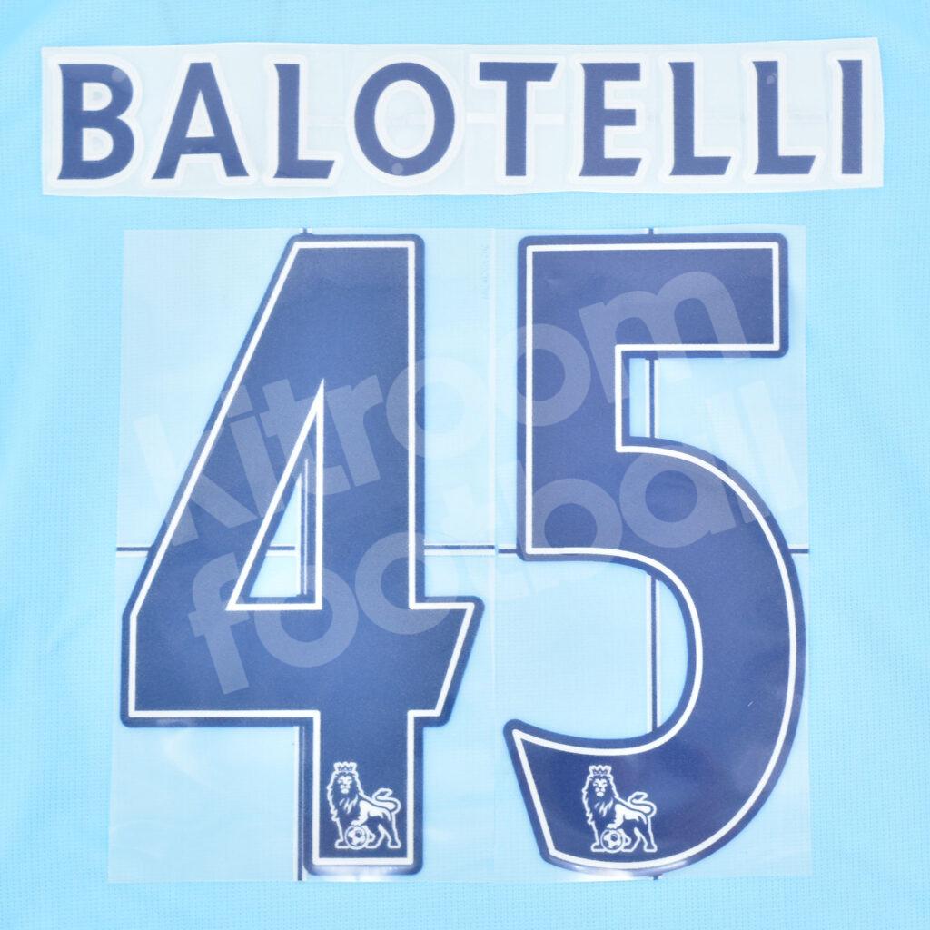 2011-12 Manchester City Home Name Number Set #45 BALOTELLI Flock Repro ...