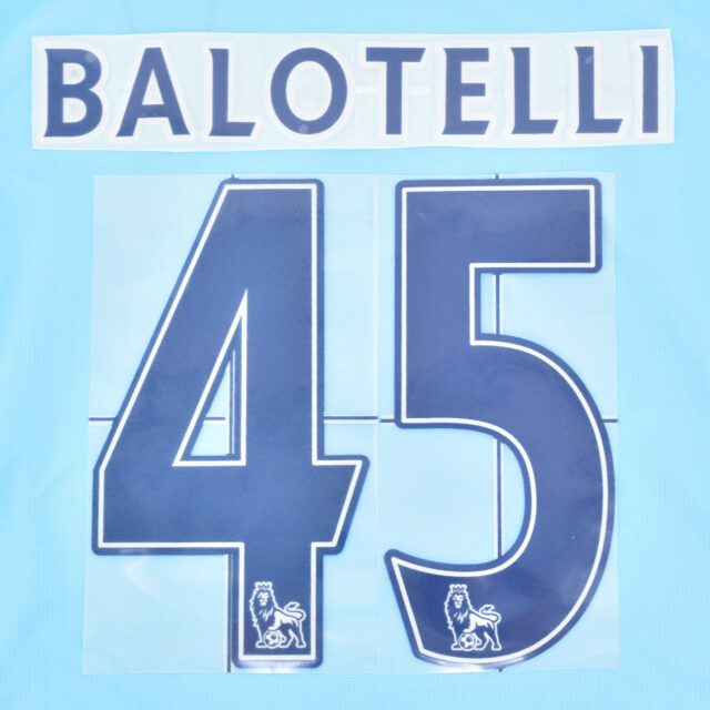 2011-12 Manchester City Home Name Number Set #45 BALOTELLI Flock Repro ...