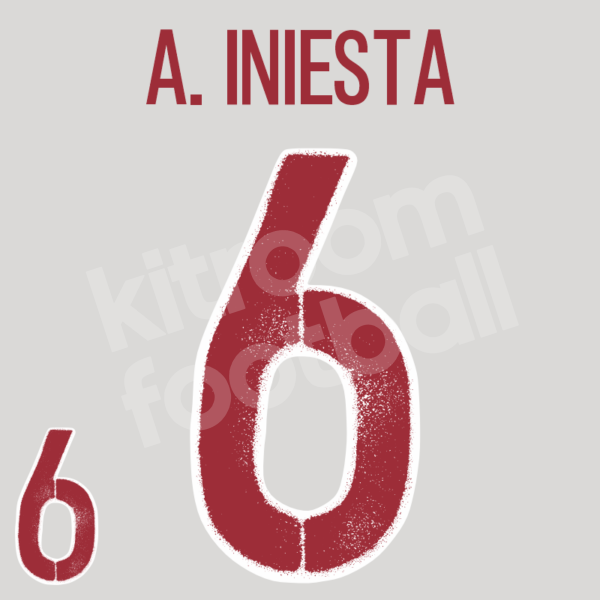 2016 UEFA Euro Spain Away Name Number Set #6 Andres INIESTA REpro ...