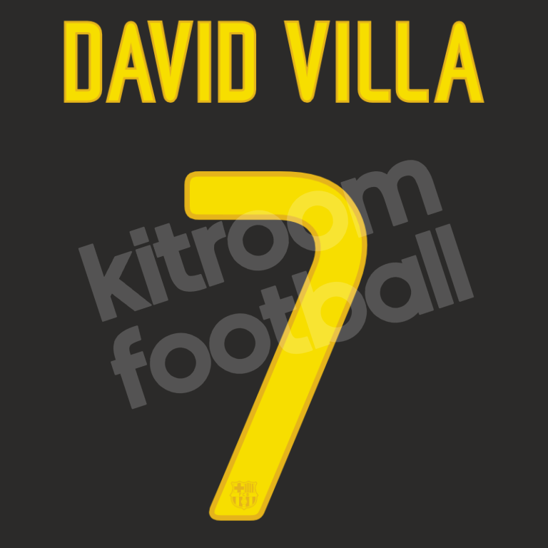 2011-12 Barcelona Name Number Set #7 DAVID VILLA Repro – Kitroom Football