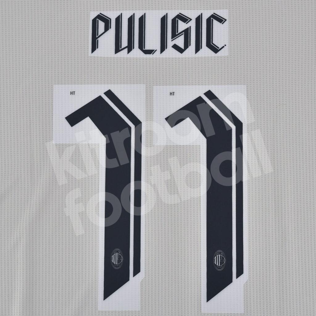 2023-24 AC Milan 4th Kit Name Number Set #11 PULISIC Black Repro ...