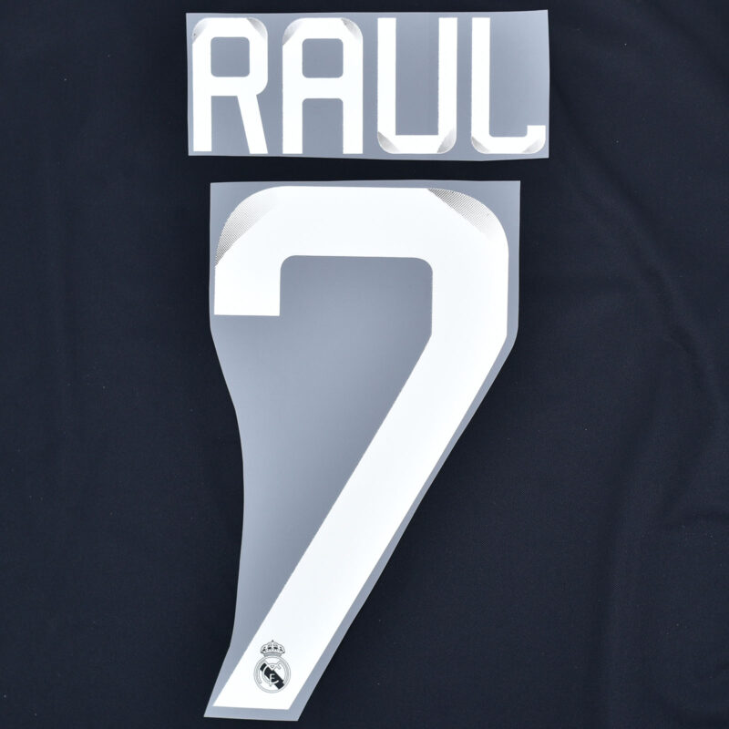 2008-09 Real Madrid Away Name Number Set #7 RAUL Repro – Kitroom Football
