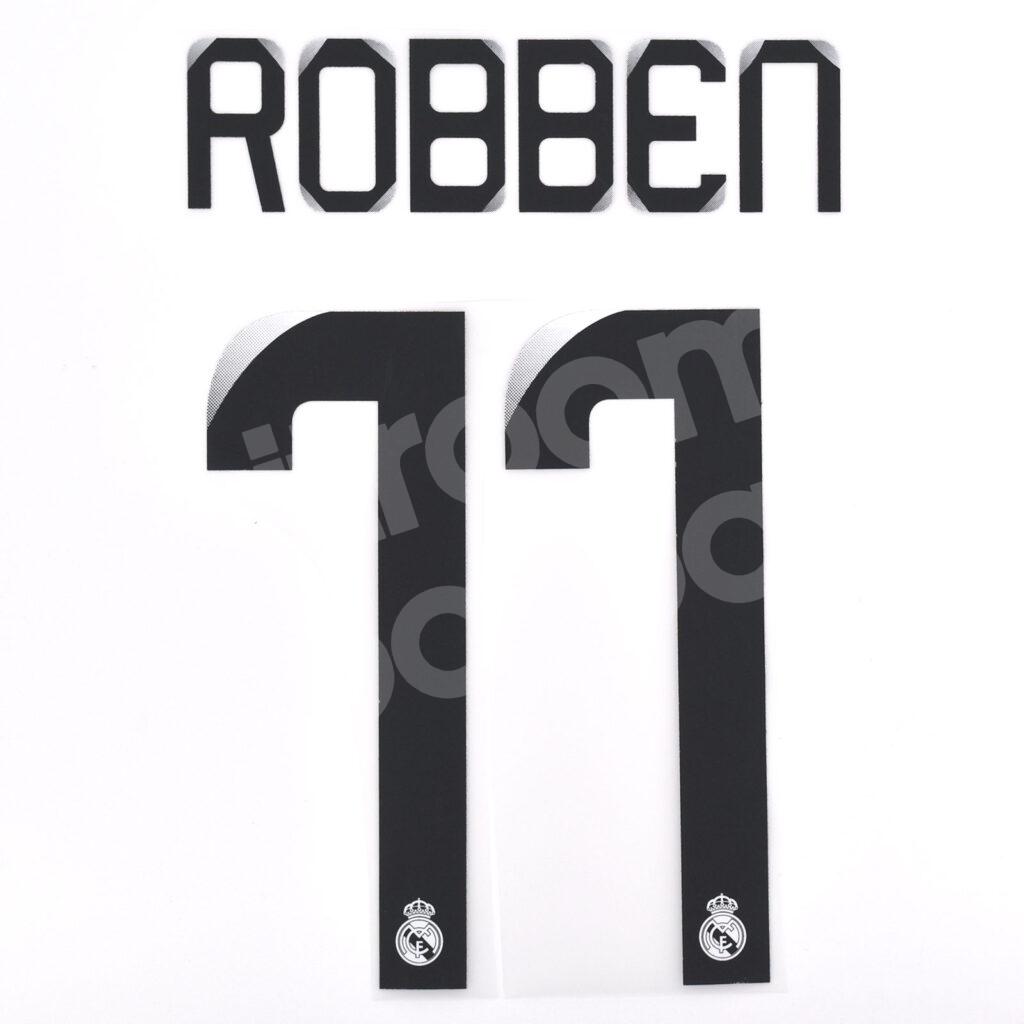 2008-09 Real Madrid Home Name Number Set #11 ROBBEN Repro – Kitroom ...