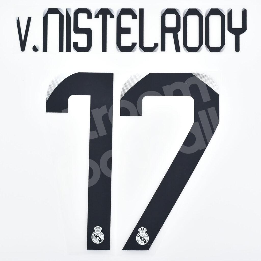 2008-09 Real Madrid Home Name Number Set #17 van NISTELROOY Repro v2 ...