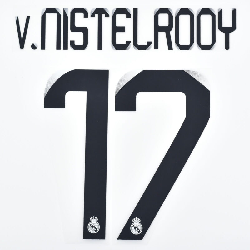 2008-09 Real Madrid Home Name Number Set #17 van NISTELROOY Repro v2 ...