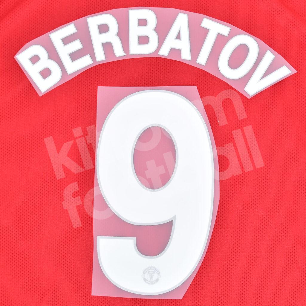 2008-11 Manchester United Home Name Number Set #9 BERBATOV UCL Repro ...