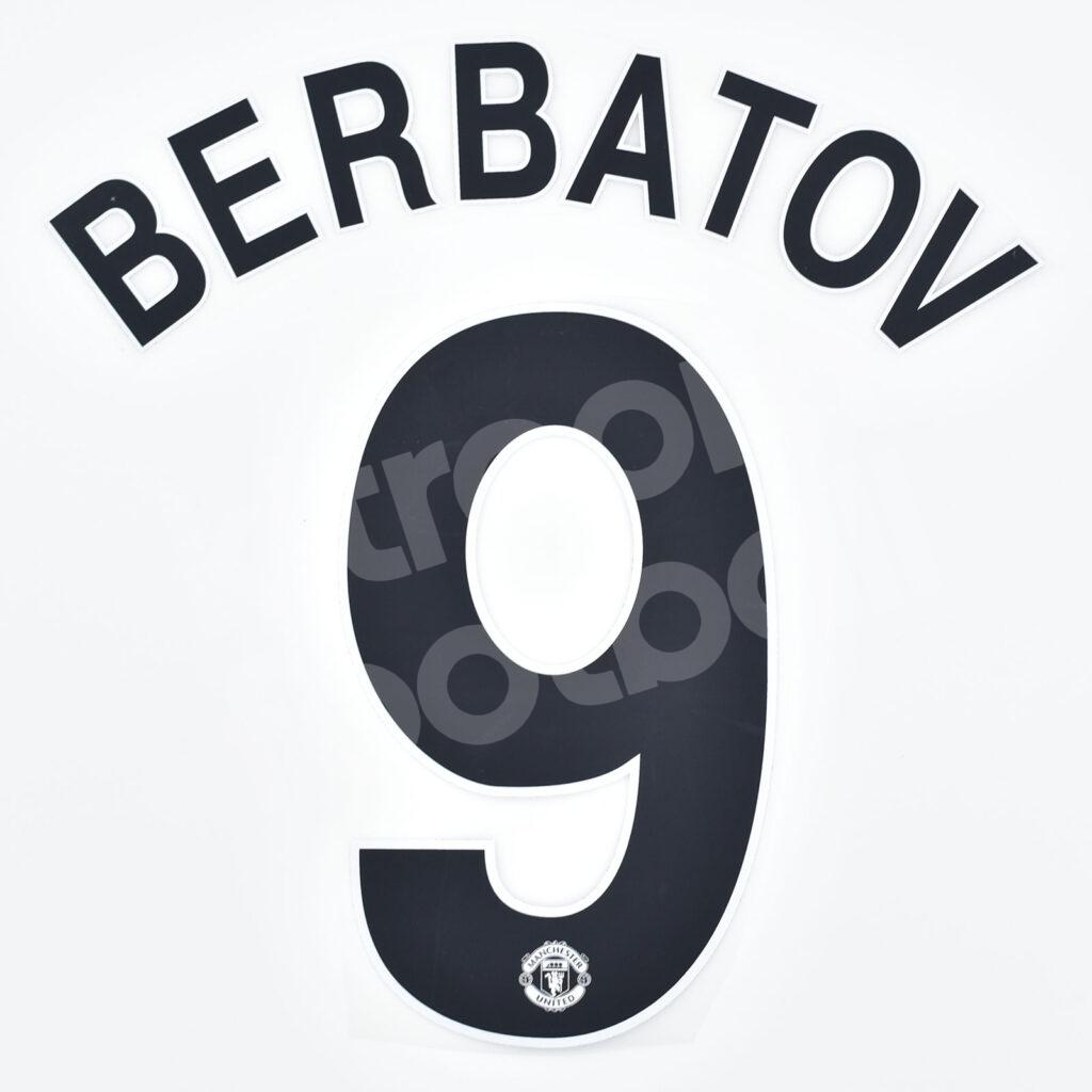 2010-11 Manchester United Away Name Number Set #9 BERBATOV UCL Repro ...