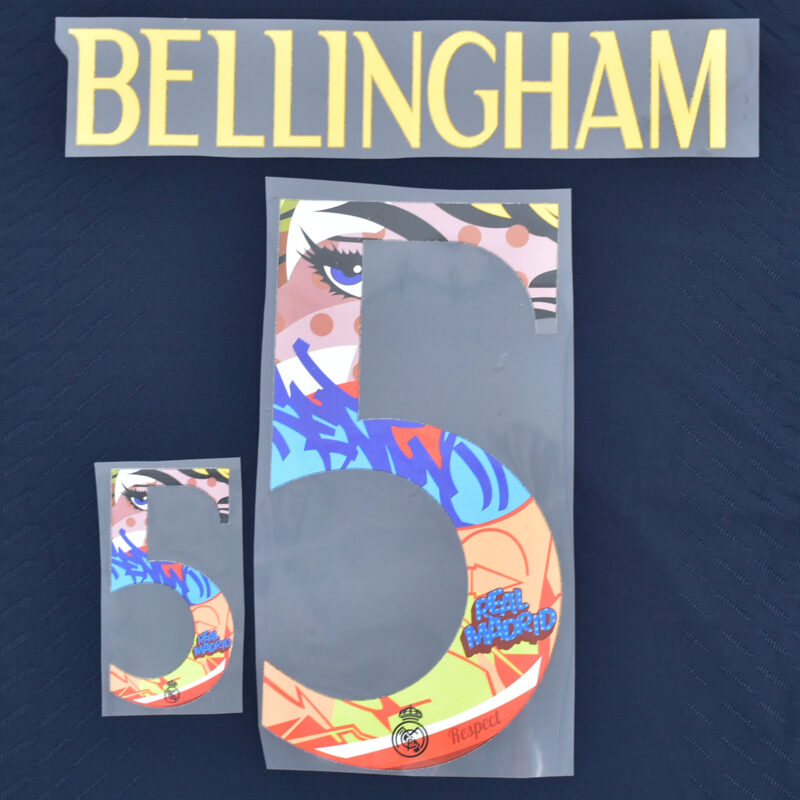 2023-24 Real Madrid Name Number Set Summer Tour #5 BELLINGHAM Repro ...