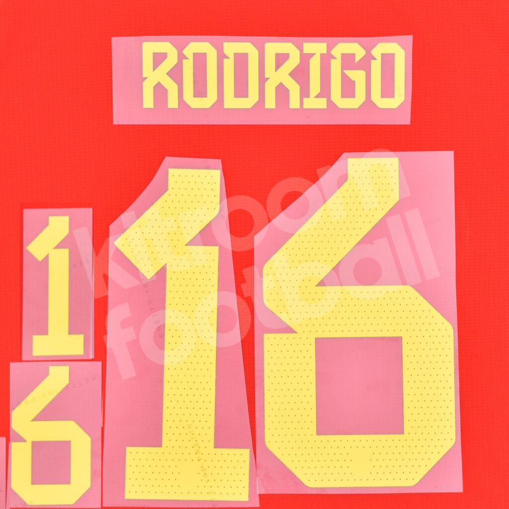 FIFA World Cup Qatar 2022 Spain Name Number Set #16 RODRIGO Home Repro ...