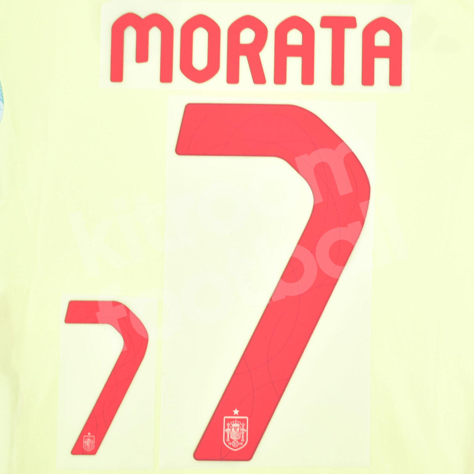UEFA Euro 2024 Spain Away Name Number Set #7 MORATA Repro – Kitroom ...