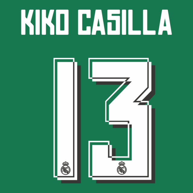 2015-16 Real Madrid Goalkeeper Name Number Set #13 KIKO CASILLA Repro ...