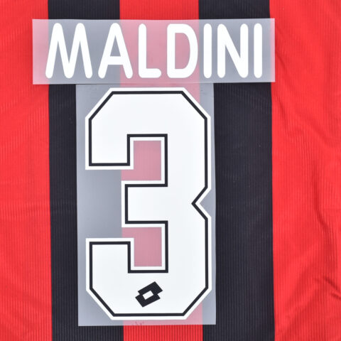 1995-98 AC Milan Home Name Number Set #3 MALDINI Repro – Kitroom Football
