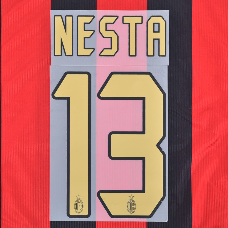 2004-07 AC Milan Home Name Number Set #13 NESTA Gold Repro – Kitroom ...