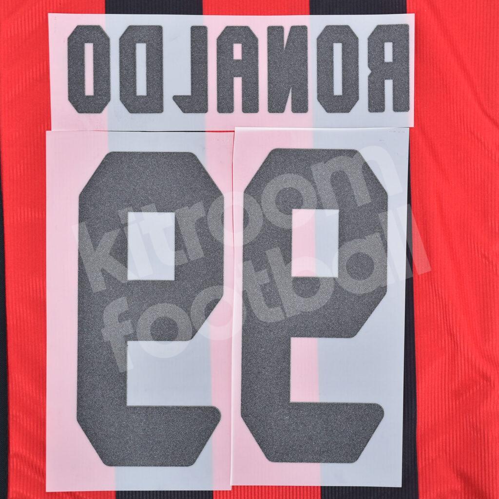 2006-07 AC Milan Home Name Number Set #99 RONALDO Gold Repro – Kitroom ...