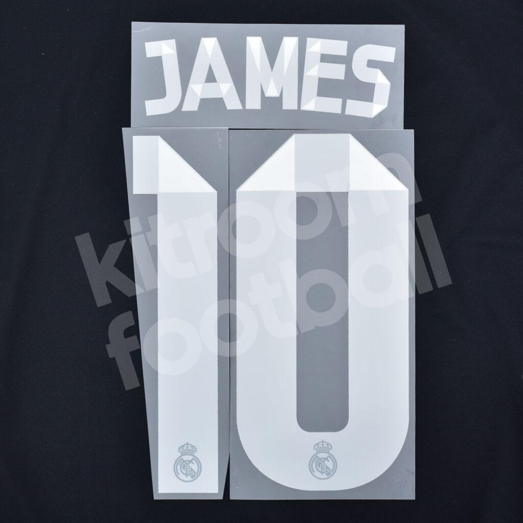 2014-15 Real Madrid Away Name Number Set #10 JAMES Repro – Kitroom Football