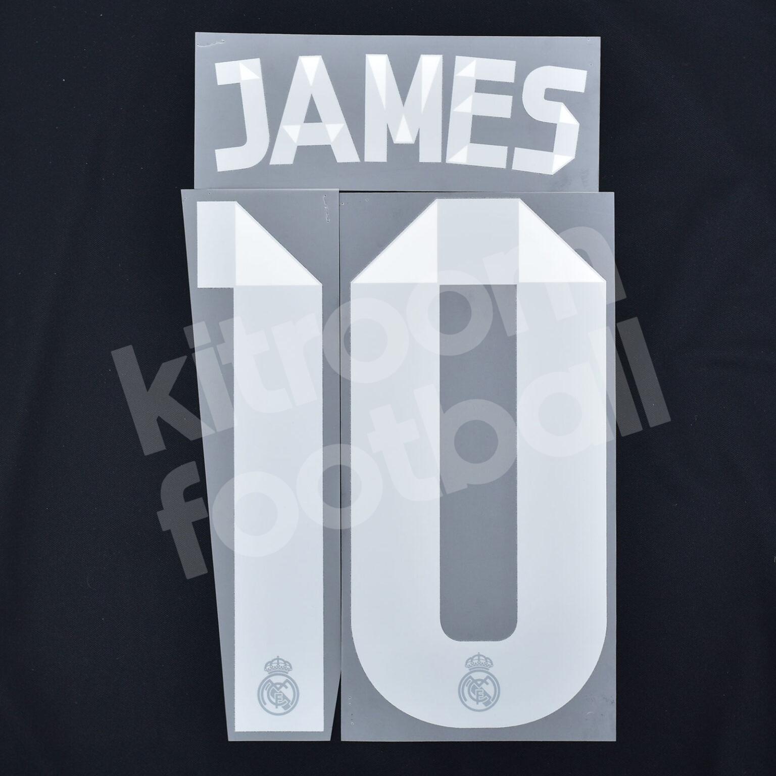 2014-15 Real Madrid Away Name Number Set #10 JAMES Repro – Kitroom Football
