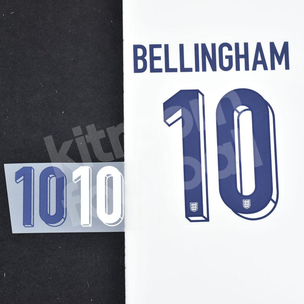 UEFA Euro 2024 England Home Name Number Set Kids #10 BELLINGHAM Repro ...